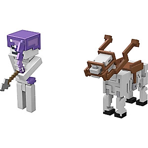 Mattel Minecraft Skeleton Craft-a-Block 2-Pk, Action Figures & Toys to Create, Explore and Survive, Authentic Pixelated Designs, Collectible Gifts for Kids Age 6 Years and Older
