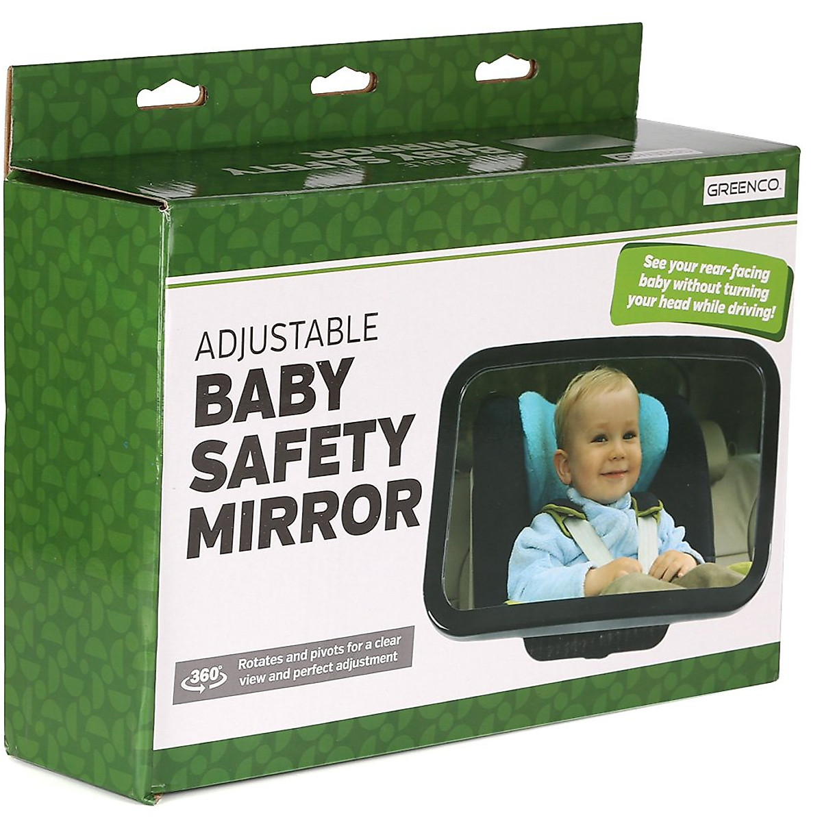 Greenco Rear Facing Back Seat Baby View CAR Mirror - Large and Crystal Clear Sharp View Mirror
