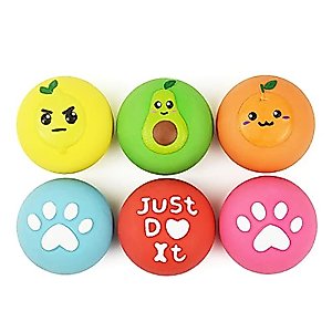 Pawnana Squeaky Dog Toys - Soft Latex Rubber Squeaky Dog Ball for Small Puppies and Medium Dogs - Bounce Dog Squeak Toys Balls with Funny Cute Face
