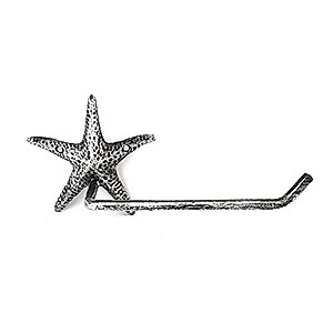 Antique Silver Cast Iron Starfish Hand Towel Holder 10"