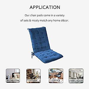 ELFJOY Solid Color Cozy Sanding Fabric Rocker Cushion Set - Chair Pads Set (Navy)