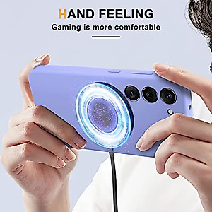 YENAPOON for Samsung Galaxy S23 Plus Case and 2 Pack Tempered Glass Screen Protector, Slim Liquid Silicone Shockproof Protective Case - Elegant Purple