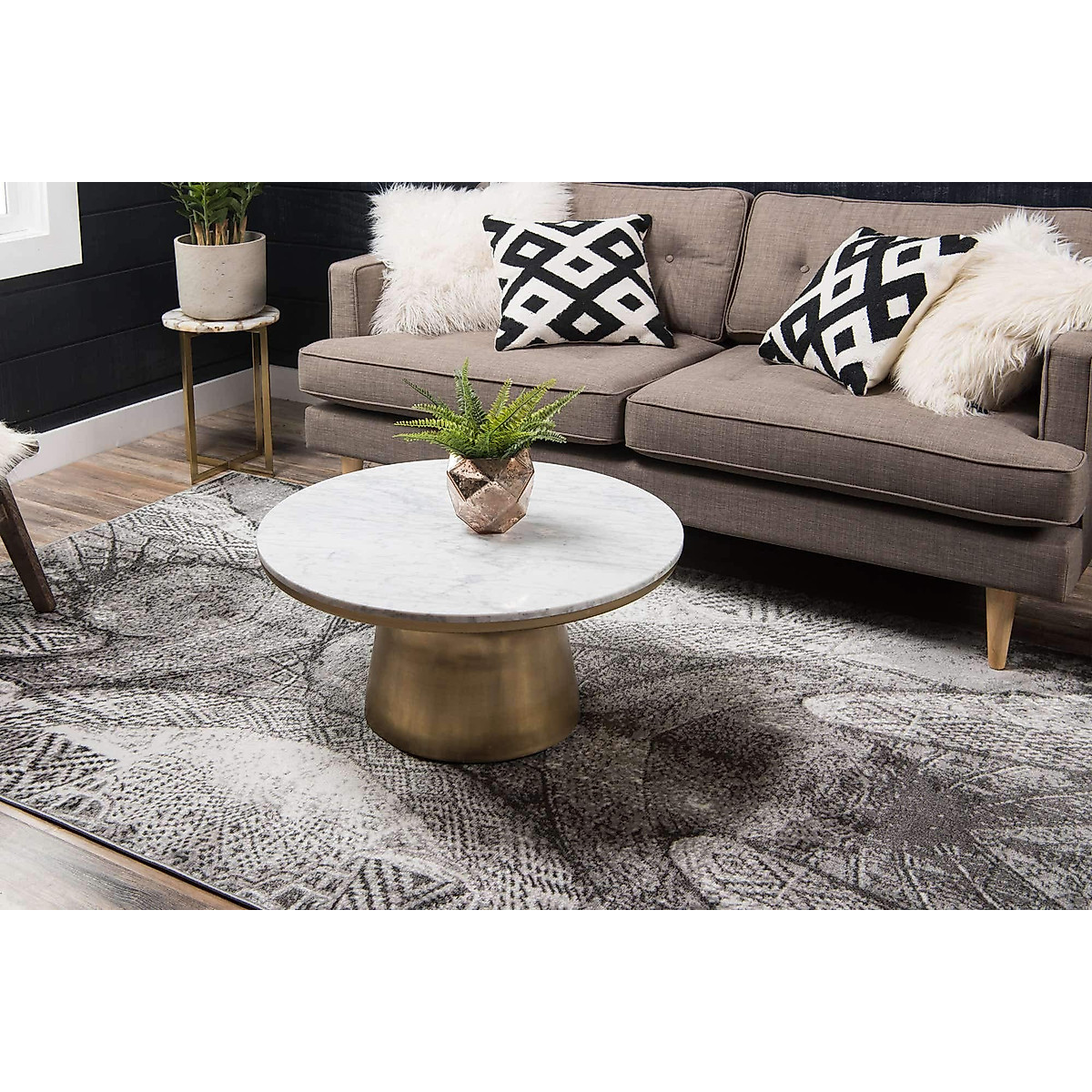 Unique Loom Sofia Collection Area Rug - Albert (6' 1" x 9' Rectangle, Dark Gray/ Gray)