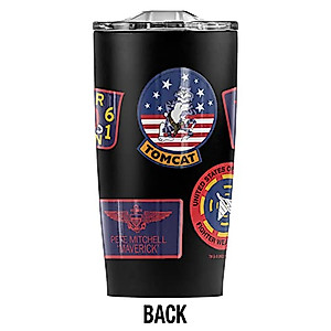 Logovision Paramount - Top Gun Top Gun Badge Collage Stainless Steel 20 oz Travel Tumbler, Vacuum Insulated & Double Wall with Leakproof Sliding Lid