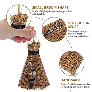 Halloween Mini Broom DIY Handmade Simulation Wizard Branch Broom Model Pendant Jewelry Making Accessories for Kids Khaki