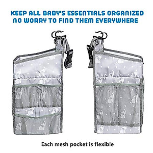 Selbor Baby Nursery Organizer and Diaper Caddy, Hanging Diaper Stacker Storage for Changing Table, Crib, Playard Wall - Baby Shower Gifts for Newborn Boys Girls (Star Elephant, Bottle Cooler Included)