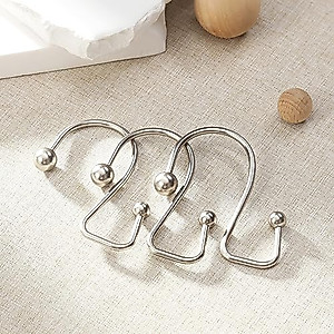 OEH Shower Curtain Hooks, 12 Pcs Shower Curtain Rings, Anti-Fall Metal Nickel Shower Curtain Hooks, S-Shaped Rust Proof Shower Curtain Hooks Rings for Shower Curtain, Bathroom, Matte Nickel