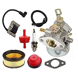 HIFROM 640349 640052 640054 Carburetor Kit with Ignition Coil Air Fuel Filter Replacement for Tecumseh 8HP 9HP 10HP HMSK80 HMSK90 LH318SA LH358SA