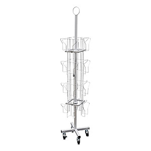 BINELUCOLU Greeting Card Display Stand, 4 Tier 16 Pocket Rotating Greeting Card Rack for 5x7inches Greeting Card Countertop Greeting Post Card for Retail Grocery (White)