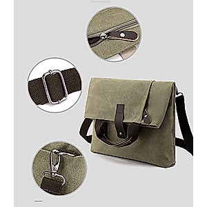 Folding Canvas Crossbody Shoulder Handbag Tote Bags with Adjustable Shoulder Strap Casual Messenger Bag (Coffee)