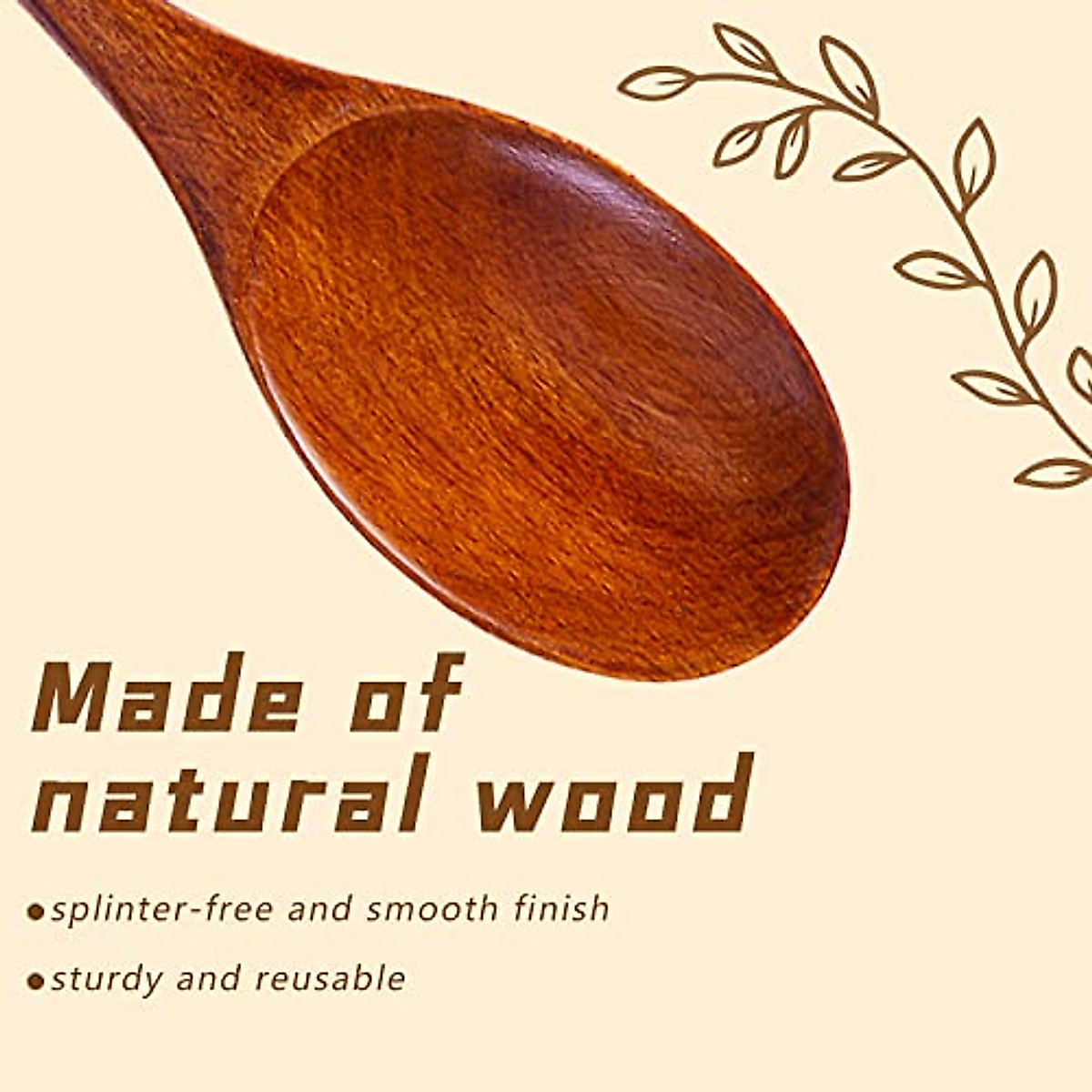 HANSGO Wooden Spoons for Eating, 6PCS 12 Inch Wood Soup Spoons Long Handle Spoons Table Spoon Serving Spoons with Japanese Style Utensil Set for Kitchen Cooking Mixing Stirring