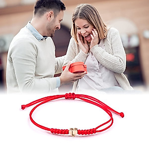 Initial Bracelets for teen girls/boys, Initial C Letter Bracelets Charm Bracelets Handmade Bracelets for Valentines Day Mother's Day Birthday Graduation Gifts (Red, C)