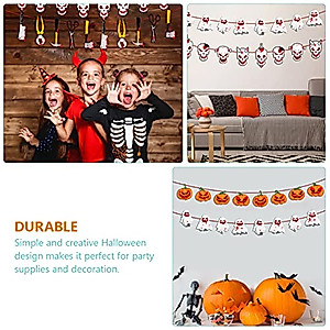 ABOOFAN 4Sets Zombie House Prop Mantel Indoor Theme Scary Doorways Halloween Ghost Shape Bunting Haunted Banner Pumpkin Banner, Skull Props Outdoor Wall Flag Decoration Houses of Banners Eyeball