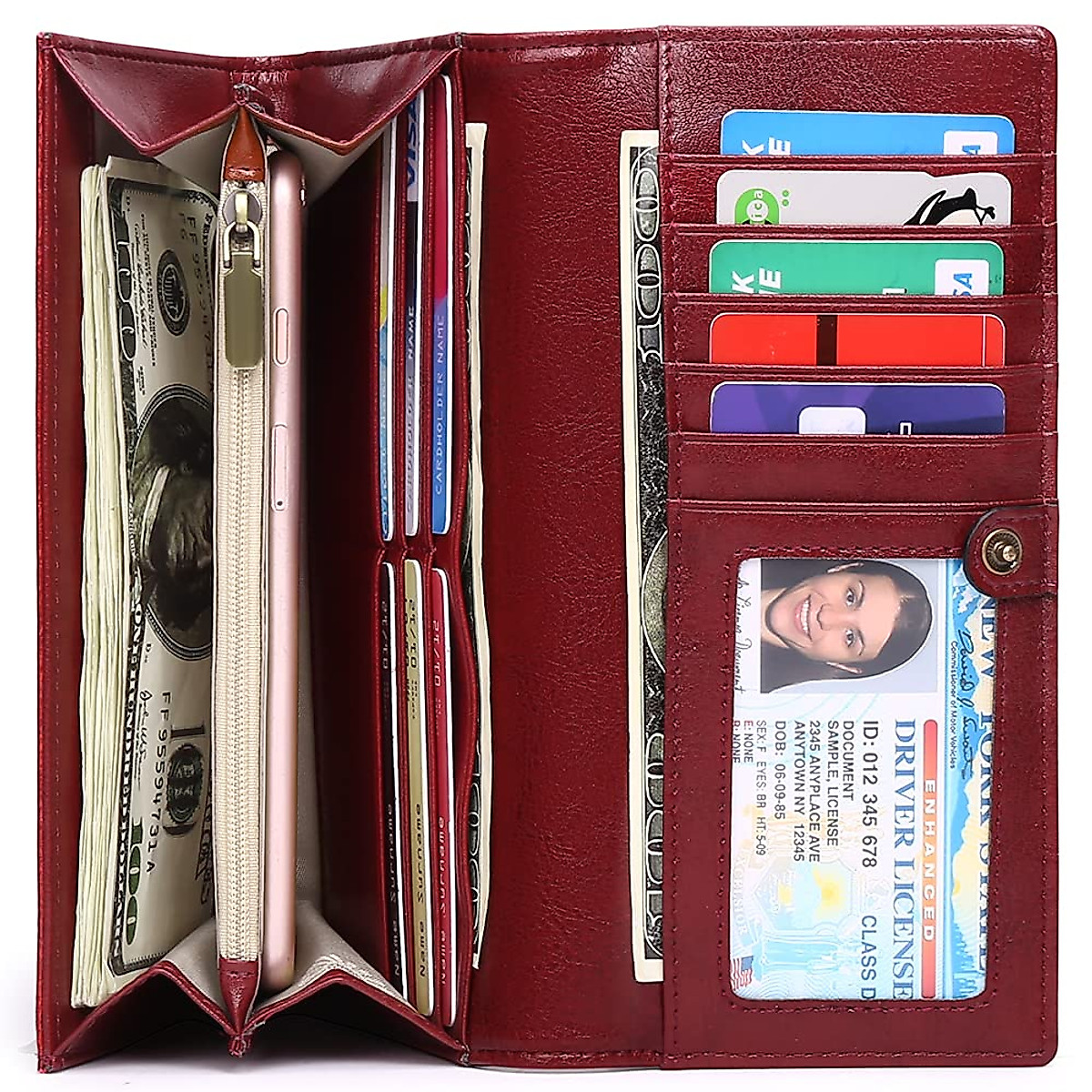 FALAN MULE Womens RFID Blocking Wallet Genuine Leather Large Capacity Credit Card Holder Bifold Ladies Clutch…