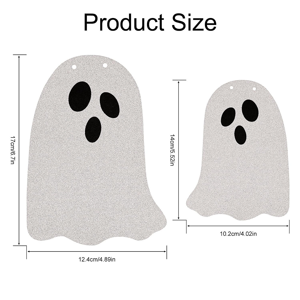 2pcs Halloween Hanging Ghost Banners, Glitter Halloween Party Banner DIY Halloween Ghost Decorations for Haunted Houses Doorways Party Wall Fireplace