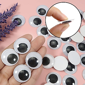 TOAOB 100pcs 25mm Black Wiggle Googly Eyes with Self Adhesive Round Plastic Sticker Eyes for DIY Arts Crafts Scrapbooking Decoration