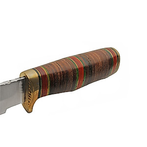 Winter Cabin Stainless Steel Blade Leather Stacked Handle 11 inch Hunting Knife