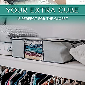 Mill & Mint – 2 Large Underbed Storage Bags + 1 Organizer Bin – Foldable Under Bed Storage Containers for Clothes, Blankets, Toys & Shoes, Gray