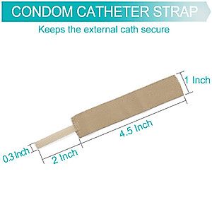 Reusable Male External Catheter Strap Leak Free Condom Cath Fixer Adjustable Penile Sheaths Urinary Condom Straps Holder Band for Prostate Surgery Men Patients Camel, 10 Pcs