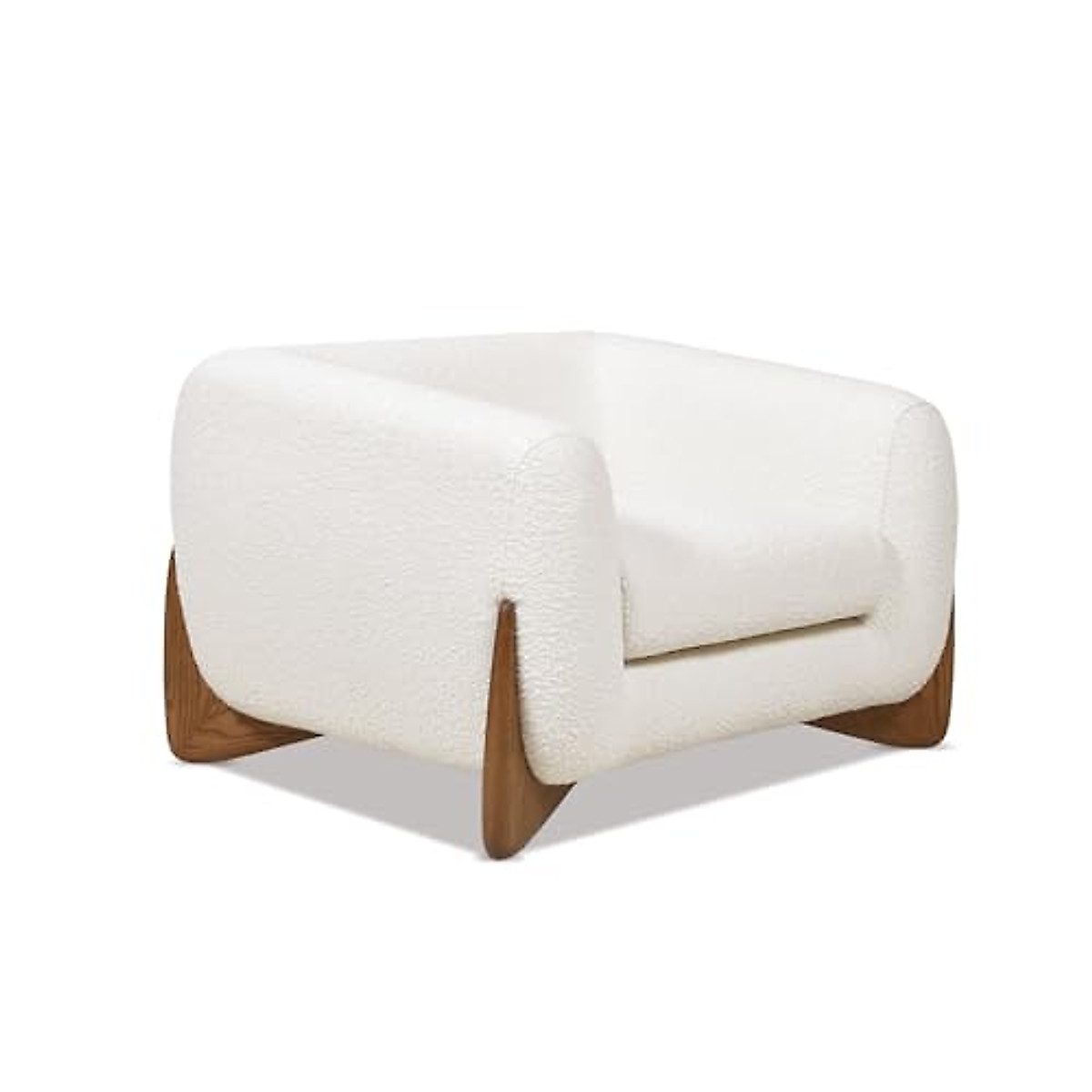 Jennifer Taylor Home Alpine 43.5" White Boucle Modern Scandinavian Minimalist Round Arm Sherpa Living Room Arm Chair