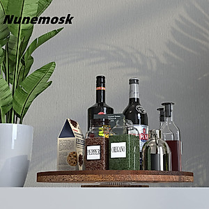 Nunemosk 13" Lazy Susan Turntable Walnut Wood, Kitchen Turntable Storage Food Bin Container for Kitchen Cabinets, Pantry, Refrigerator, Counter top (Walnut Wood)