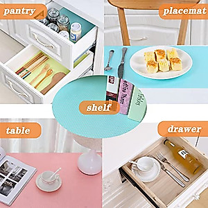 10 PCS Refrigerator Mats, Washable Mats Covers Pads, Refrigerator Mats Liner Waterproof Oilproof Size Adjustable for Drawers Shelves Cabinets Storage Kitchen (2 Pink + 2 Green + 2 Blue + 4 White)