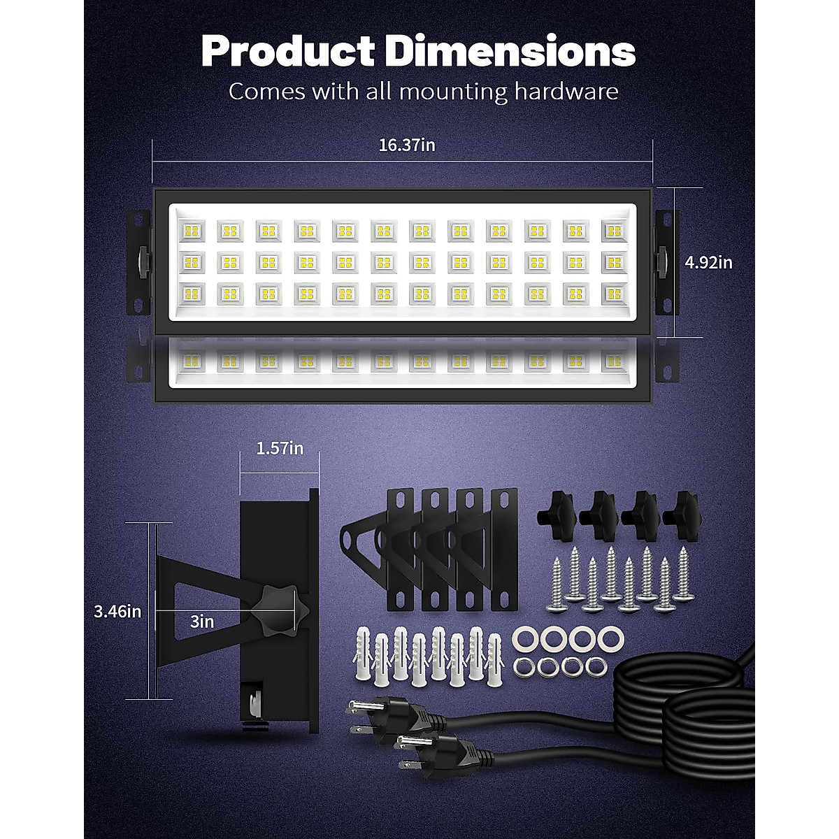 AGranTOP 6-Pack Plug in LED Shop Lights, 100W 15000LM Aluminum Garage Light w/ 118inch Power Cord, IP66 Waterproof Shop Lights for Garage, Workshop, Warehouse (Built-in ON/Off Switch)