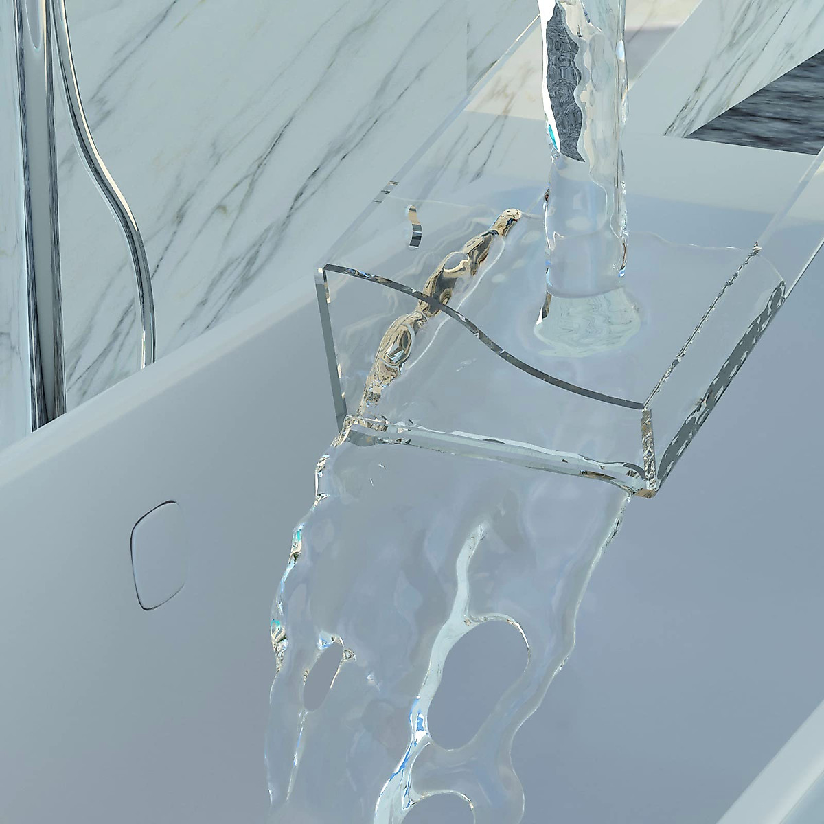 XQIGI Acrylic Shower Shelves, 2 Pack Self Adhesive Bathroom Clear Floating Shelf Wall Mounted Thick Storage and Decor Rv Accessories Display No Drilling Organization Home Apartment Essentials