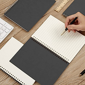 Ykimok Soft Black Cover Spiral Notebook, Notebooks College Ruled, Wirebound Memo Notepads Diary Notebook Planner with Unlined Paper, 100 Pages, 50 Sheets, 7.48 x 5.11 Inch