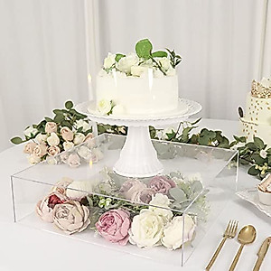 Efavormart 18"X18" | Clear Acrylic Cake Box Stand, Mirror Finish Display Box Pedestal Riser With Hollow Bottom