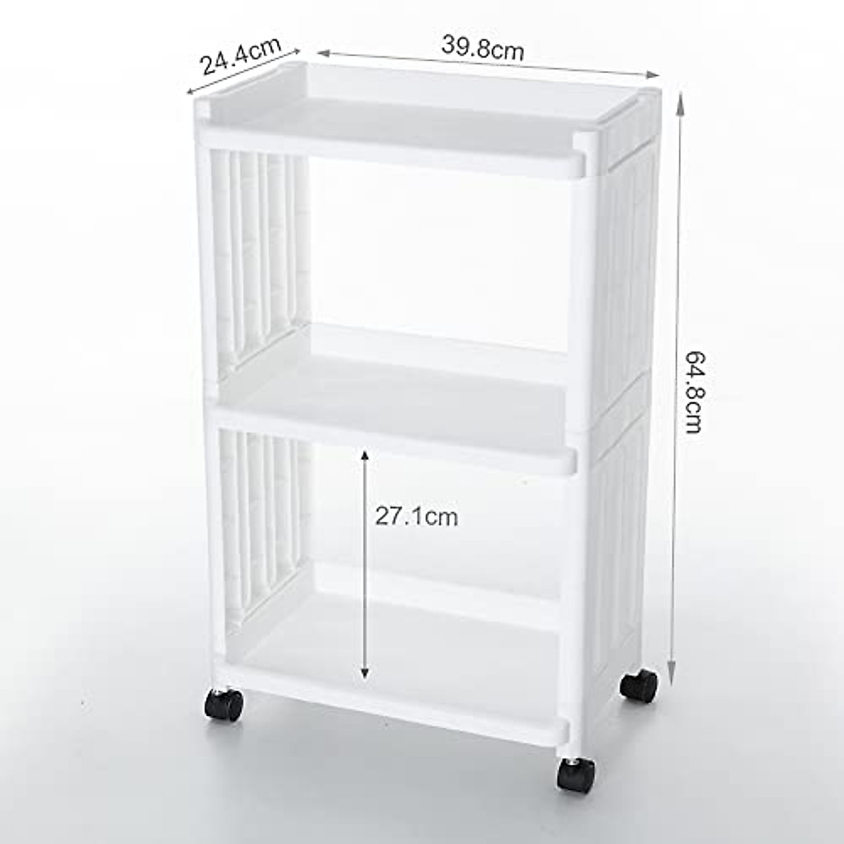 3-Tier Kitchen Storage Carts Bathroom Utility Storage Rolling Cart Durable Stable Organizer Cosmetics Laundry Dishwashing Detergent Organizers Easy Assembly for Office Plastic White Z0605
