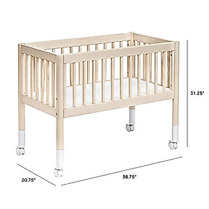 Babyletto Gelato Portable Bassinet in Washed Natural and White, Greenguard Gold Certified