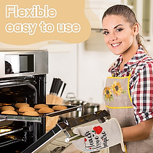 Teacher Gifts 4 Packs Teacher Appreciation Gifts for Women Men Funny Oven Mitts and Pot Holders Sets Kitchen Mittens and Pot Holder Set with Hand Pocket and Hanging Loop Back to School Teacher Gift