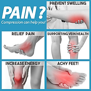 BLUEENJOY Copper Compression Socks for Women & Men (6 pairs) - Best Support for Nurses, Running, Hiking, Recovery