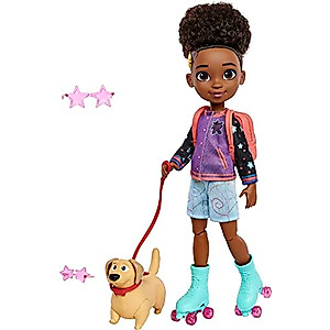 Mattel Karma’s World Roller Skating Mattel Karma Doll with Dog Figure, Set Includes Collectible Record & Accessories