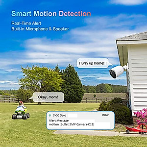 SV3C Security Camera Outdoor, 2K Surveillance Bullet Outdoor WiFi Camera with Motion Alert and FloodLight, IP Camera Outdoor with Alexa, ONVIF, 2.4Ghz, 2-Way Audio, Cloud & SD Card