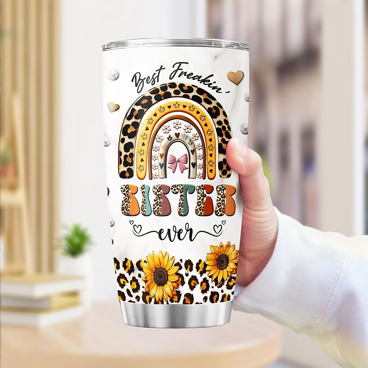 HUBUPU Cups Sisters Soul Tumblers From, Tumbler 20 Oz With Lid And Straw, Sister Gifts, Best Freakin Sister