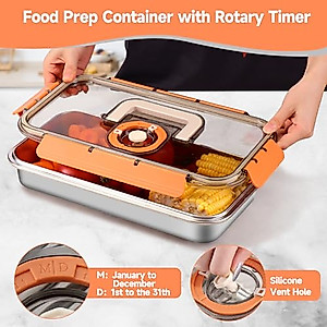 Gitohoni 304 Stainless Steel Food Storage Container - Airtight Fresh Keeper Metal Food Storage Box with Lid and Handle Reusable Meal Prep Container for Salad, Fruit 77.5 OZ