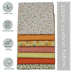 OZXCHIXU 7PCS/lot Yellow Series Floral Cotton Fabric,19.7X19.7 inches Quilting Patchwork Fabric Fat Quarter Bundles Fabric for Scrapbooking Cloth Sewing DIY Crafts Handmade Bags Pillows