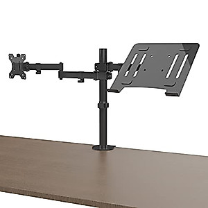 Stand Up Desk Store Convertible Clamp-On Laptop and Monitor Stand/Dual Monitor Mount (Black, 13" to 32" Monitor, up to a 17" Laptop)