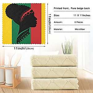 Bolaz Dish Cloths Dish Towels Kitchen Towels 6 Pack Sets Absorbent 19th June Juneteenth African Women Soft Decorative Reusable Nonstick Oil Washable