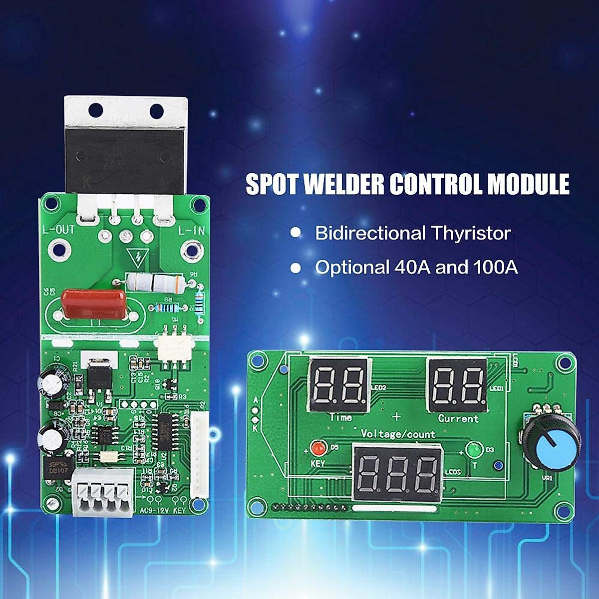 Spot Welder Controller Board,Spot Welder Time Control Module,Digital Display Controller Board,for DIY or Simple Battery Welder(40A,100A)(100A)