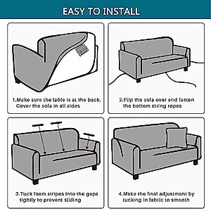 GUYIRT 3 Seater Sofa Cover, Dustproof Cover for Sofa, Jacquard Couch Slip Cover for Living Room Kids Pets Cats Dogs, Washable-Navy Blue-4 Seater 230-300cm