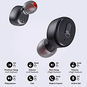 Wireless Earbuds Boean Mini Bluetooth Headphones with Charging Case 46H Playtime IPX8 Waterproof Earbuds Button Control Deep Bass Earphones Built in Mic Light-Weight HD Stereo Headset for Sports Black