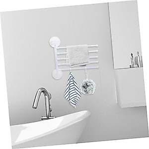 PRETYZOOM 1 Set Drying Rack Swivel Towel Rack Coat Hangers Towels Towel Bar Bath Towel Rack Towel Rod Towel Hanging Shelf Kitchen Towel Rack White No Punching Dishcloth to Rotate Rubber