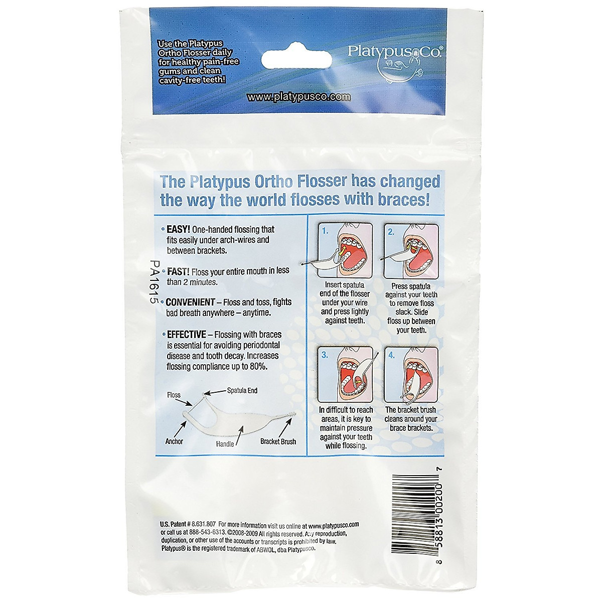 Platypus Ortho Flosser (2 Packs of 30), & Dentek Wax for Braces