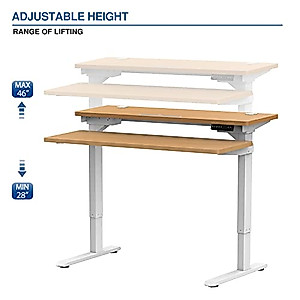 AIMEZO Split Top Electric Standing Desk Dual Motor Height Adjustable Desk Mobile Stand Up Workstation with Table Top (Birch Top+White Frame)