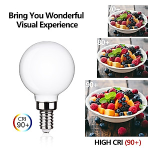 RuiAoTD G16.5(G50) Globe Light Bulbs, 5.5W Equal 60W Light Bulb, Neutral White 4000K, Chandelier Light Bulbs Candelabra E12 Base for Ceiling Fan Lights, 500LM, Dimmable, Milky Glass, 6 Pack