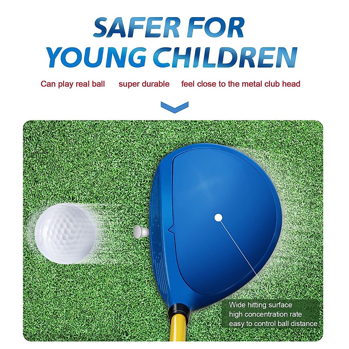 PGM Children's Golf Club Set - Can Hit Real Balls, Includes Wood, Iron, and Putter Clubs, Great for Beginner Boys and Girls, Instructional Training Set