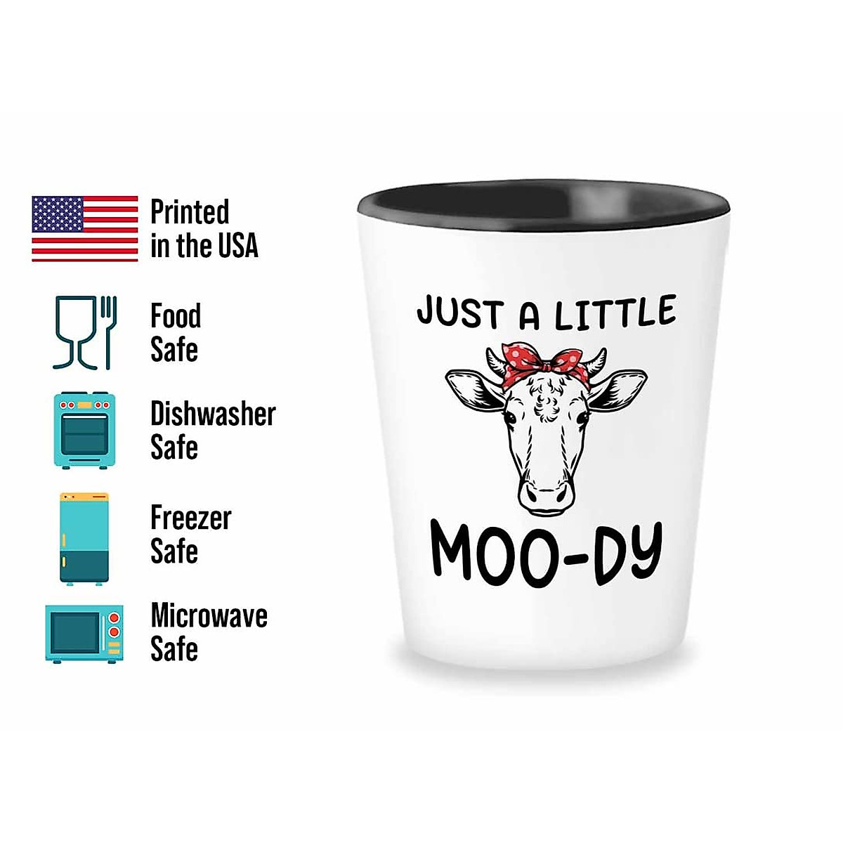 Bubble Hugs Farmer Shot Glass 1.5oz - Just a little moo-dy - Funny Farmer Gifts for Men Vintage Stuff Adult Cow Tractor Chicken Guy Farming